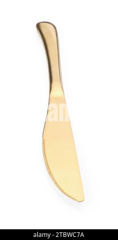 One shiny golden knife isolated on white Stock Photo - Alamy