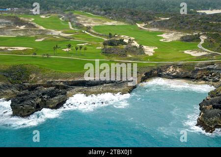 Flying above a golf course at an exotic destination Stock Photo - Alamy