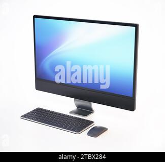 3d illustration of generic computer monitor over black background Stock ...