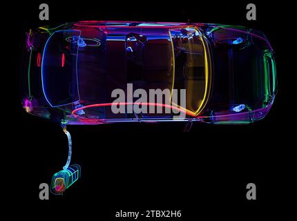 Glass Glowing Electric Car Charging Stock Photo - Alamy