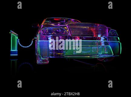 Glass Glowing Electric Car Charging Stock Photo - Alamy