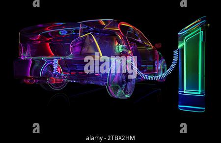 Glass Glowing Electric Car Charging Stock Photo - Alamy