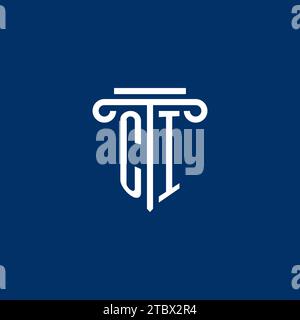 CI initial logo with simple pillar style design vector graphic Stock ...