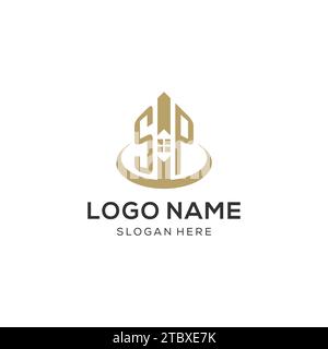 Initial SP logo for real estate with simple and creative house roof ...