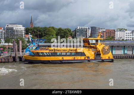 Lion King sponsored harbour ferry boat viewed from the 62 HADAG ferry ...