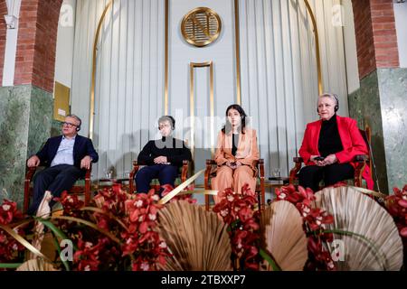 Oslo 20231209.The husband and children of this year's winner of the ...