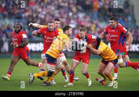 Bath Rugby’s Finn Russell is tackled during the EPCR Challenge Cup semi ...