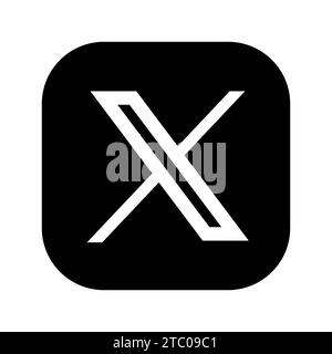 Twitter new logo, logo brand Twitter with X-shaped graphics, white sign ...