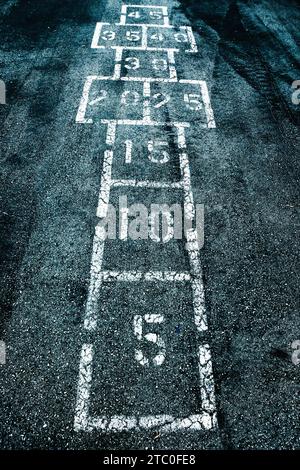 hopscotch hop skip jump game floor street urban traditional numbers ...