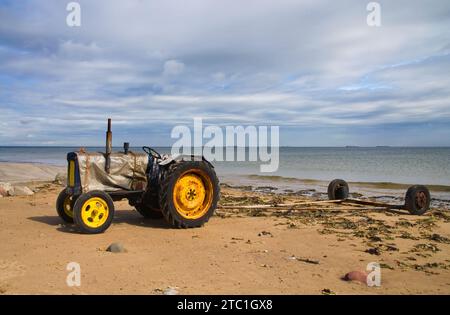 tractors on the beach at redcar cleveland north yorkshire Stock Photo ...