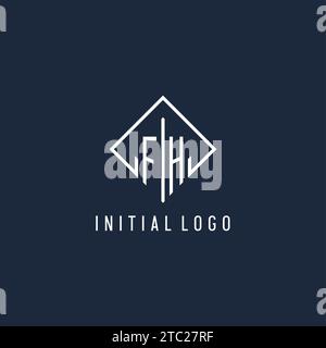 FH initial monogram logo with rectangle style design ideas Stock Vector ...