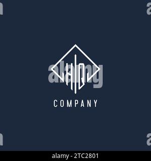HQ initial logo with square rectangular shape style design ideas Stock ...
