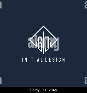 Initials GJ logo monogram with rectangle style design vector graphic ...
