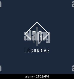 TG initial logo with square rectangular shape style design ideas Stock ...