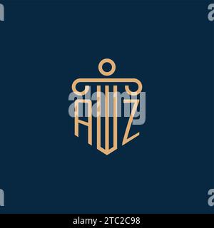 AZ initial with pillar shape logo design, creative monogram logo design ...