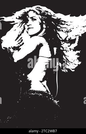 Portrait of Shakira. Vector White and colors. Colombian female singer ...