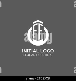 FF Initial letter circular line logo template vector with gradient ...
