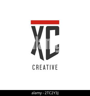 XC initial esport logo with simple shield design style vector graphic ...