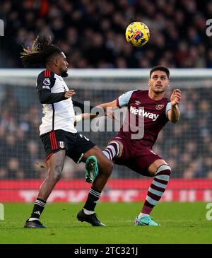 Fulham's Alex Iwobi and West Ham United's Aaron Wan-Bissaka (right ...