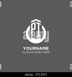 PI Initial letter circular line logo template vector with gradient color Stock Vector Image ...