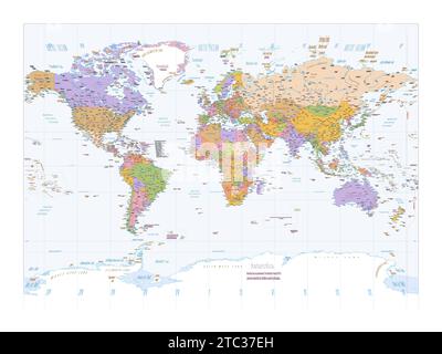 Political world map Miller projection Stock Vector Image & Art - Alamy