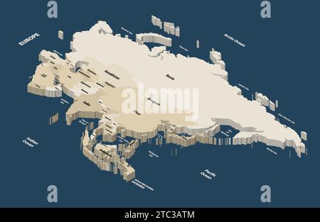 Isometric political map of Asia. Colorful blank map on white background ...