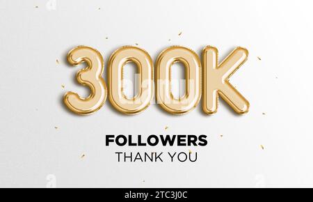 300k followers celebration. Social media poster. Followers thank you ...