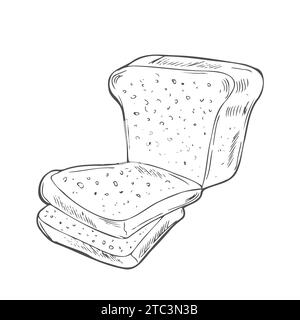 Toast slices sketch. Bread engraving in hand drawn style vector ...