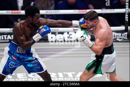 Lee Cutler (left) and Kingsley Egbunike in action during their English ...