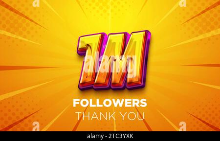 1 Million follower celebration. Social media poster. Followers, thank ...