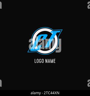 CT initial esport logo with simple shield design style vector graphic ...