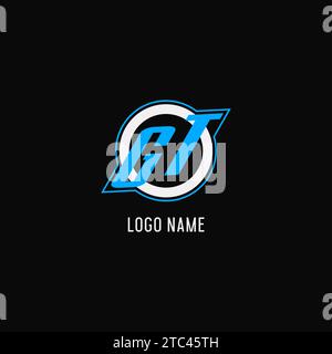 Monogram Lines GT G T Letter Logo Design in Neon Colors. Creative ...