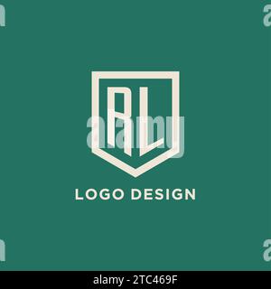 Abstract letter RL shield logo design template. Premium nominal monogram business sign Stock ...