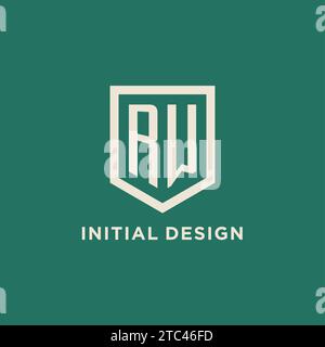 RW initial logo monogram shield geometric shape design vector graphic ...