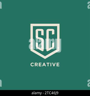 SC logo initial monogram with shield and sword design ideas Stock Vector Image & Art - Alamy