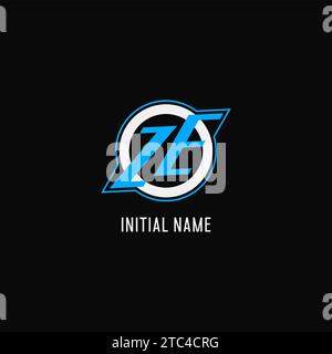 Monogram Lines ZE Z E Letter Logo Design in Neon Colors. Creative ...