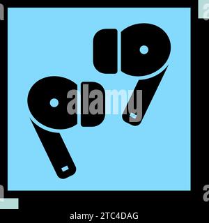 Earbuds headphone vector neo-brutalism icon. Music sign. Graph symbol ...