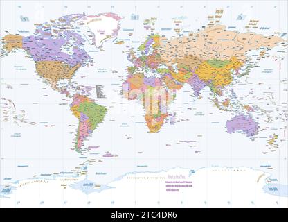World Map Political Finnish Language Patterson projection Stock Vector ...