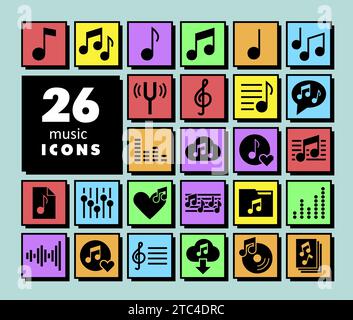 Music vector flat isolated neo-brutalism icon set. Graph symbol for ...