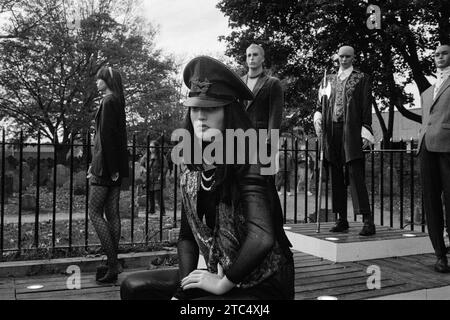 Image of pretty witch women in black halloween costume drinking ...