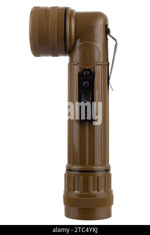 vintage military style flashlight isolated on white background Stock ...