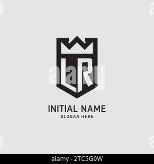 Initial LR logo with shield, esport gaming logo monogram style vector ...
