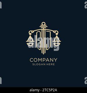 GJ initial monogram logo with scale and pillar style design ideas Stock ...