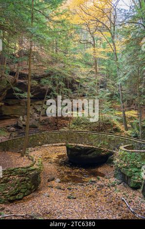 Foot Bridge and River at The Hocking Hills State Park in the Hocking ...