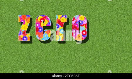 Text, graphics, English word global with floral pattern on green ...