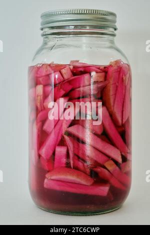 Jar of homemade Lebanese pickled turnips Stock Photo - Alamy