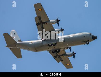 A Qatar Emiri Air Force plane seen in the airspace. (Photo by Gerard ...