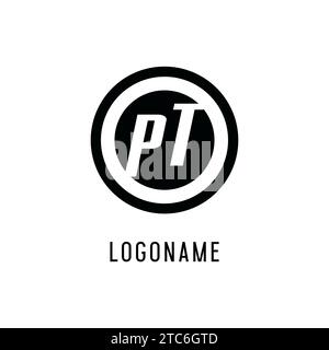 PT logo initials monogram with circular lines, minimalist and clean ...