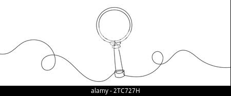 One continuous line illustration of magnifying glass. Continuous line ...