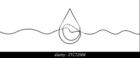 Continuous line drawing of water drop. One line drawing background ...